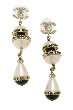 CHANEL Crystal 'CC' Dangle Earrings