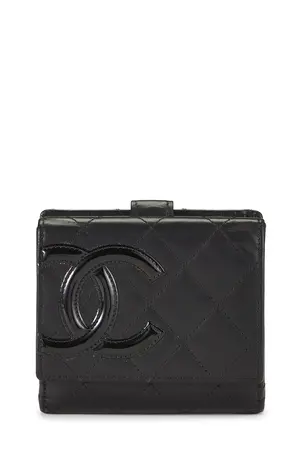Chanel Quilted Calfskin Cambon Compact Wallet - Black