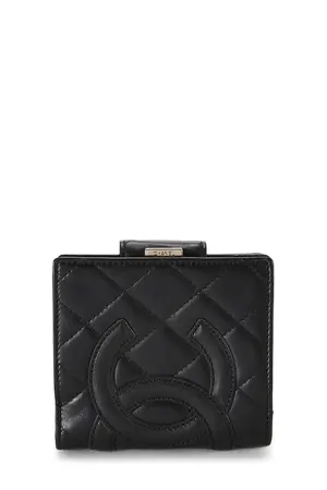 Chanel Quilted Calfskin Cambon Compact Wallet - Black