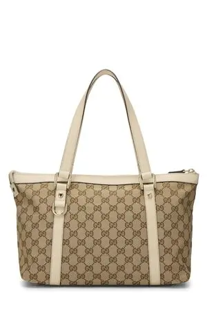 Gucci Original Gg Canvas Abbey Zip Tote Bag - White