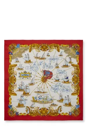 Hermès Multicolor 'voiles De Lumiere' Silk Scarf 90 - Red