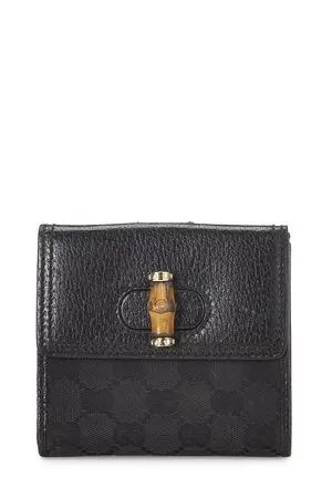 Gucci Original Gg Canvas Bamboo Compact Wallet - Black