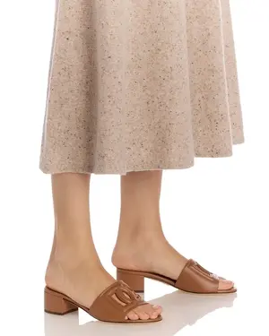 Dolce & Gabbana Block Heel Slide Sandals - Light Brown