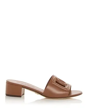 Dolce & Gabbana Block Heel Slide Sandals - Light Brown