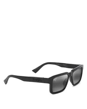 Maui Jim Kahiko Rectangular Sunglasses, 53mm - Black/gray Mirrored Gradient