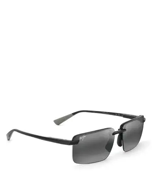 Maui Jim Laulima 61mm Rimless Rectangular Sunglasses - Black/gray Mirrored Gradient