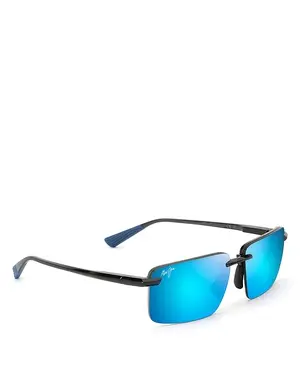 Maui Jim Laulima 61mm Rimless Rectangular Sunglasses Gray/blue Polarized Solid