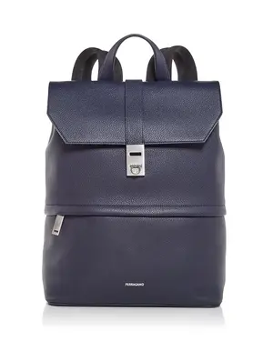 FERRAGAMO Ferragamo Gancini Buckle Leather Backpack Midnight