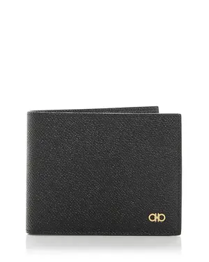 FERRAGAMO Micro Gancio Leather Bifold Wallet - Nero