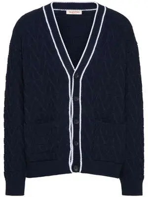 Valentino Garavani Toile Iconographe Cotton Cardigan - Blue