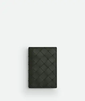 BOTTEGA  VENETA Intrecciato Flap Card Case - Dark Green