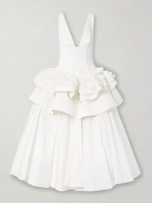Christopher John Rogers Tiered Ruffled Embroidered Cotton And Silk-blend Gown