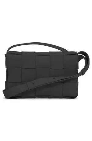 Bottega Veneta Intrecciato Leather Crossbody Bag - Black/ Silver