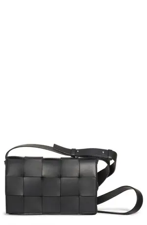 Bottega Veneta Intrecciato Leather Crossbody Bag - Nero