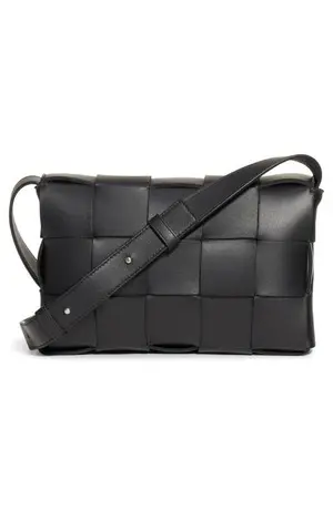 Bottega Veneta Intrecciato Leather Crossbody Bag - Nero
