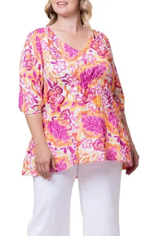 KIYONNA Oasis Tunic Top - Artful Tropical Print