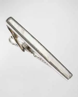 LINK UP Mother-of-pearl Dotted Frame Tie Bar - White