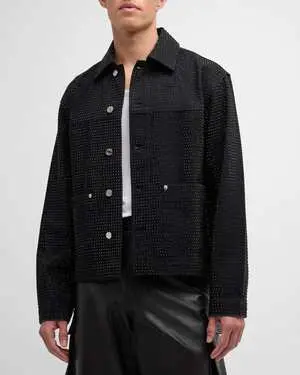 PURPLE BRAND PURPLE Crystal-Embellished Denim Jacket - Black