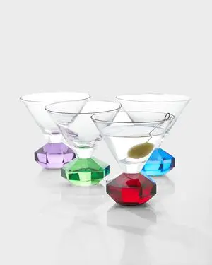 Neiman Marcus Gem Stone Martini Glasses, Set Of 4 - Multi