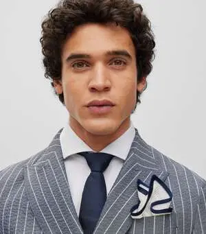 BOSS Silk Pocket Square - Blue
