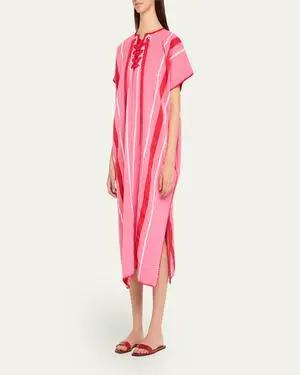 PIPPA HOLT Two-panel Striped Midi Kaftan With Laced Detailing