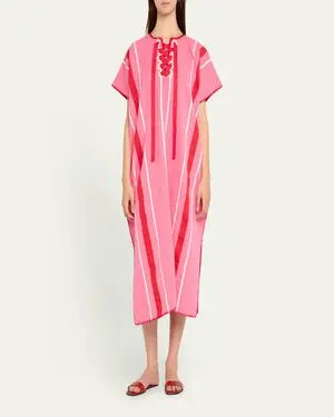 PIPPA HOLT Two-panel Striped Midi Kaftan With Laced Detailing