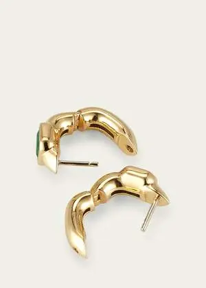 UNIFORM OBJECT 18k Yellow Gold Tusk Huggie Earrings With Asscher-cut Stones - Emerald