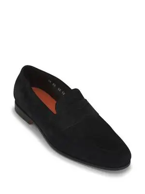 Santoni Suede Penny Loafers