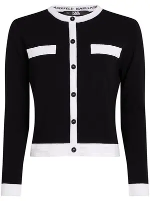Karl Lagerfeld Contrasting-trim Cardigan - Black