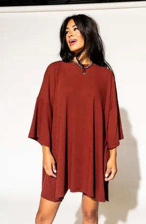 DRESSED IN LALA Malone Rib Oversize T-shirt & Shorts
