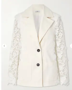 Safiyaa Cannis Cotton-drill And Guipure-lace Blazer