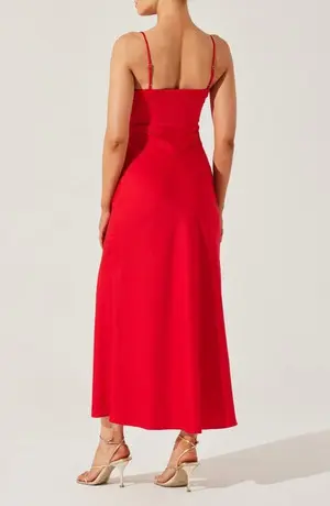 Astr The Label Satin Slip Dress - Cherry Red