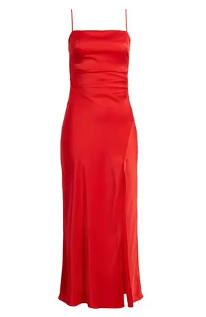 Astr The Label Satin Slip Dress - Cherry Red