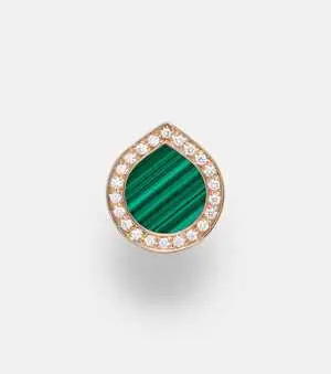 REPOSSI 18kt Rose Earring With Malachite And Diamonds - Gold