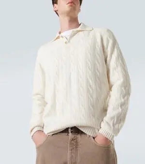 Brunello Cucinelli Cable-knit Cashmere Polo Sweater