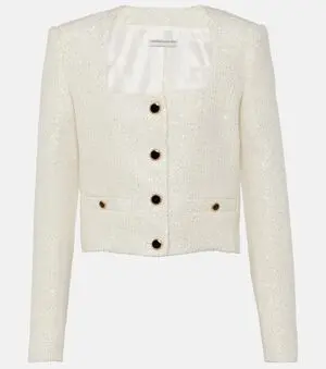 Alessandra Rich Sequined Tweed Jacket - White