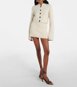 Khaite Ello Cropped Silk Cashmere Jacket - Neutrals