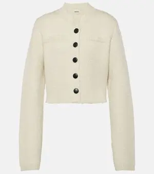 Khaite Ello Cropped Silk Cashmere Jacket - Neutrals