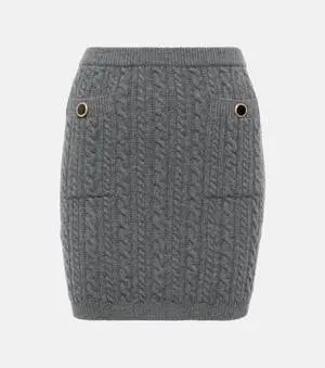 Alessandra Rich Cable-knit Wool Mini Skirt - Grey