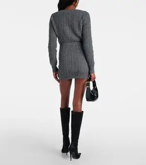 Alessandra Rich Cable-knit Wool Mini Skirt - Grey