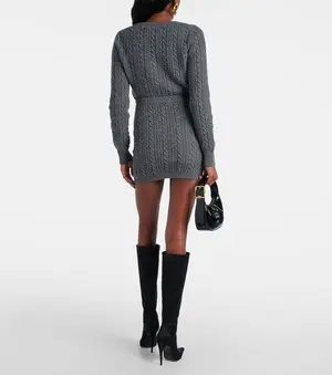 Alessandra Rich Cable-knit Wool Mini Skirt - Grey