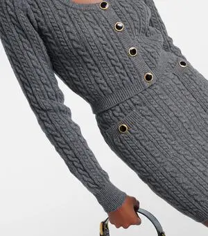 Alessandra Rich Cable-knit Wool Cardigan
