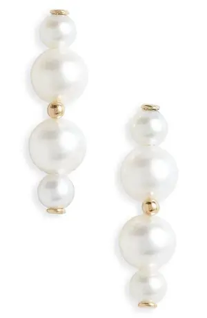 POPPY FINCH Cultured Pearl Bar Stud Earrings - Gold