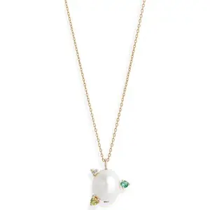POPPY FINCH Stone Cultured Pearl Pendant Necklace - Gold