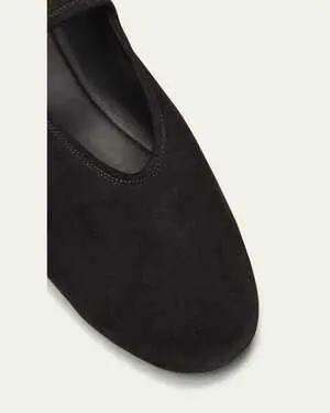 THE ROW Boheme Suede Ballerina Flats - Black