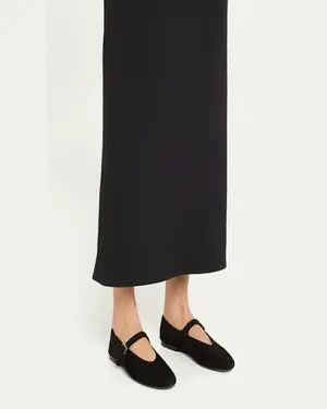 THE ROW Boheme Suede Ballerina Flats - Black
