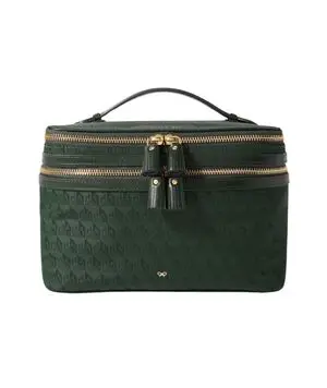ANYA HINDMARCH Leather-trimmed Nylon-jacquard Cosmetics Case - Green