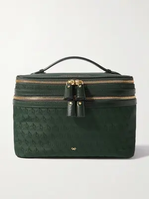 ANYA HINDMARCH Leather-trimmed Nylon-jacquard Cosmetics Case - Green