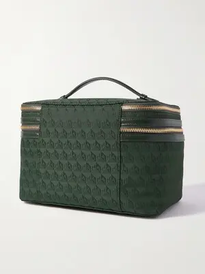 ANYA HINDMARCH Leather-trimmed Nylon-jacquard Cosmetics Case - Green