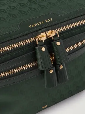 ANYA HINDMARCH Leather-trimmed Nylon-jacquard Cosmetics Case - Green